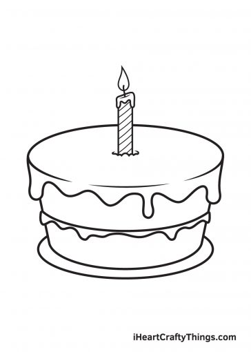 Birthday Cake Drawing - How To Draw A Birthday Cake Step By Step