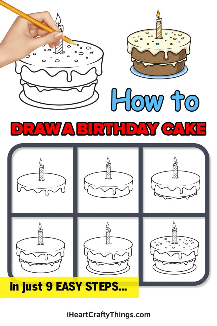 Birthday Cake Drawing - How To Draw A Birthday Cake Step By Step