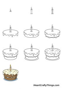 Birthday Cake Drawing - How To Draw A Birthday Cake Step By Step
