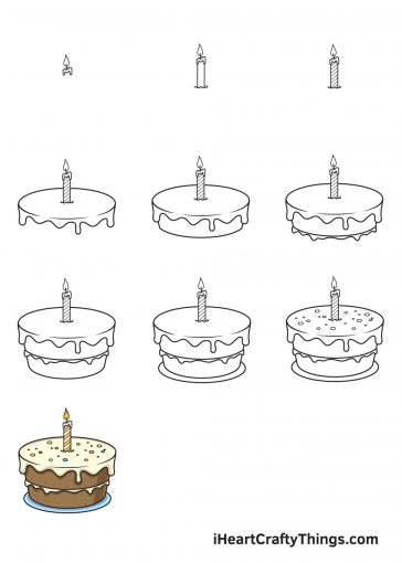 Birthday Cake Drawing - How To Draw A Birthday Cake Step By Step