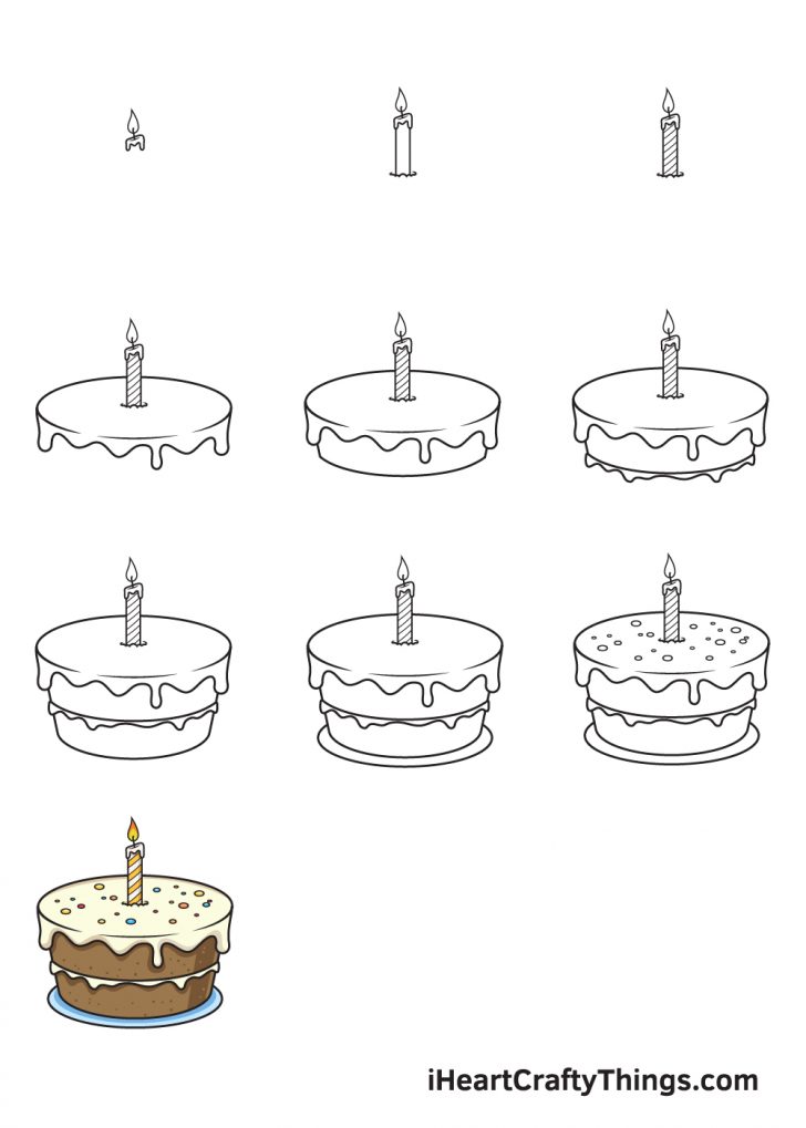Birthday Cake Drawing - How To Draw A Birthday Cake Step By Step