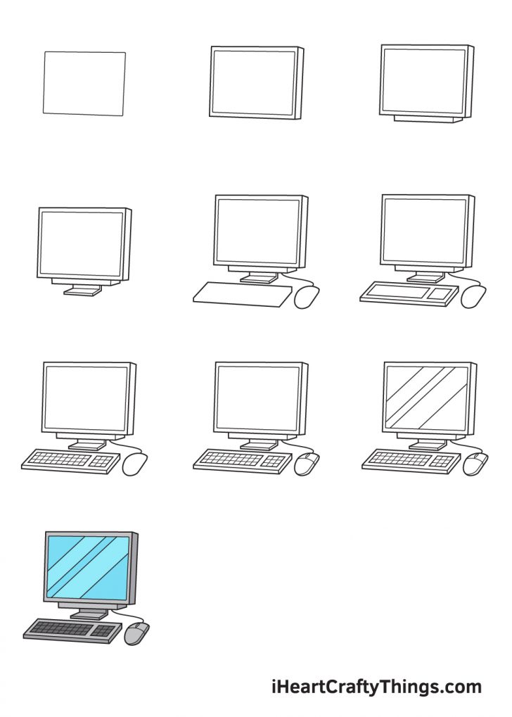 Computer Drawing - How To Draw A Computer Step By Step