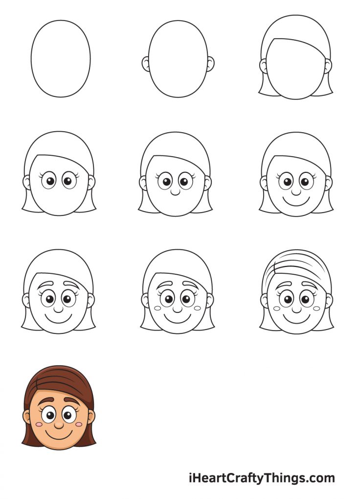 Girl Face Drawing - How To Draw A Girl Face Step By Step