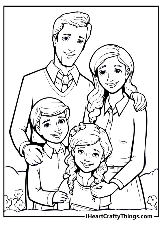 25 Easy Family Coloring Pages (100% Free PDF Printables)
