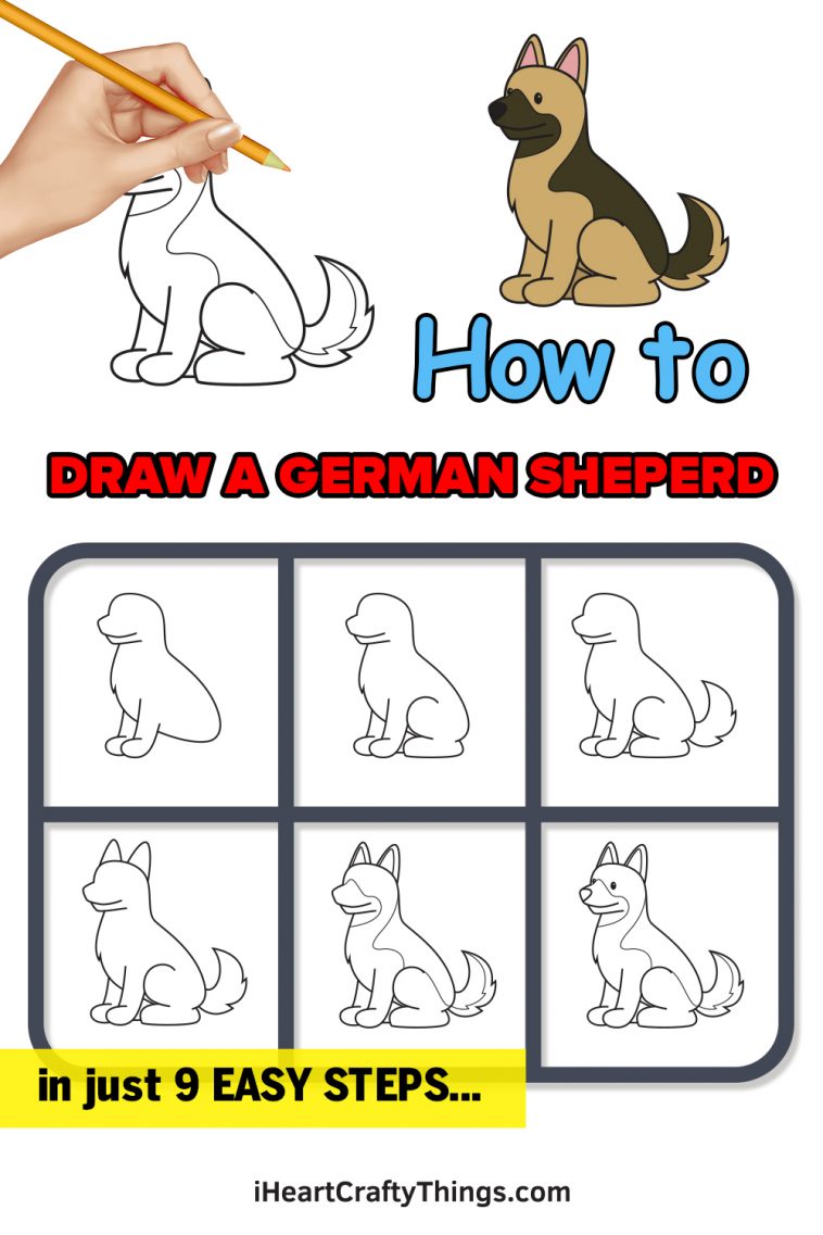 German Shepherd Drawing - How To Draw A German Shepherd Step By Step