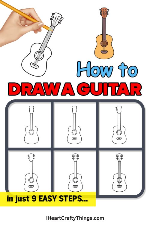 Guitar Drawing - How To Draw A Guitar Step By Step