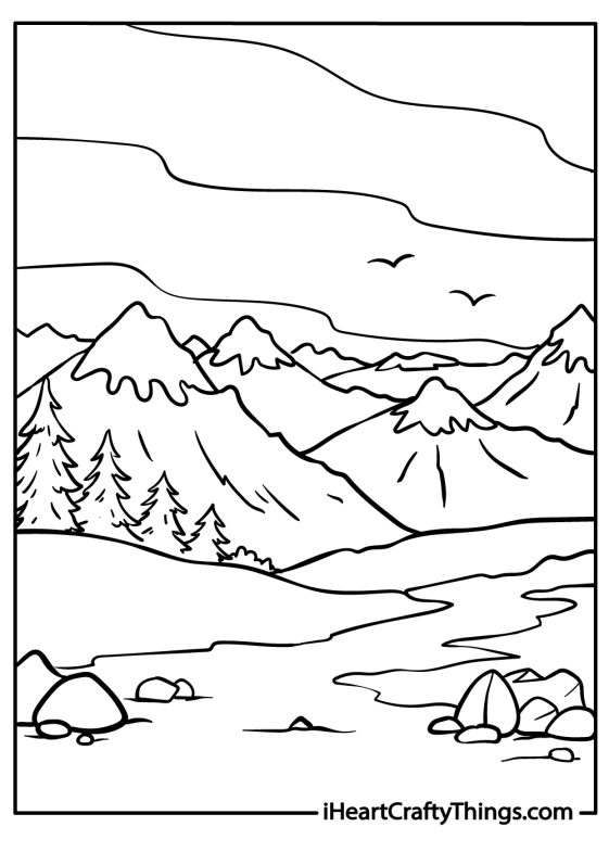 15 Mountains Coloring Pages (100% Free Printables)