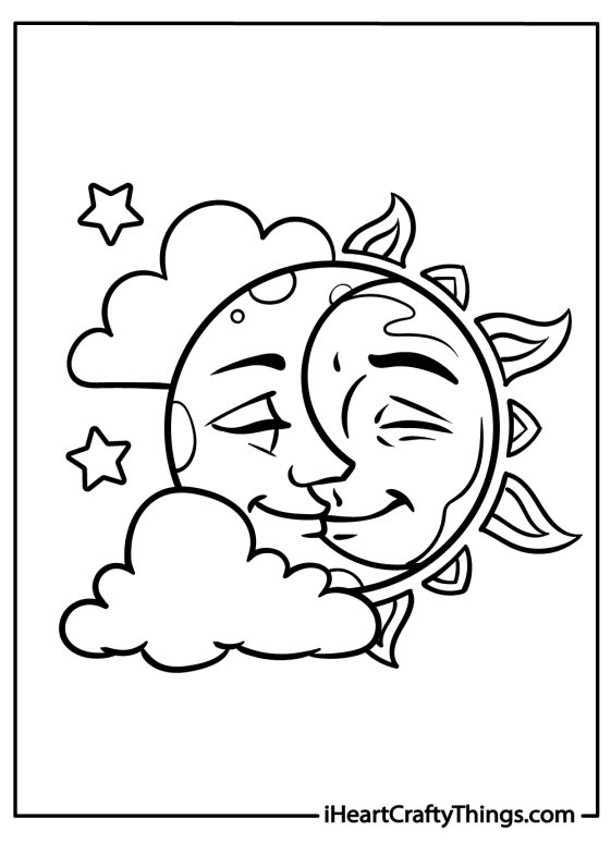 15 Sun And Moon Coloring Pages (100% Free Printables)