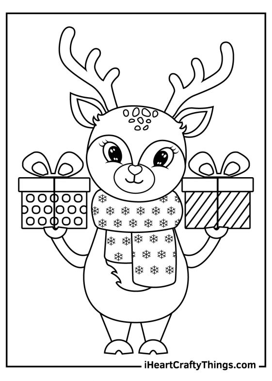 50 Christmas Reindeer Coloring Pages (100% Free Printables)
