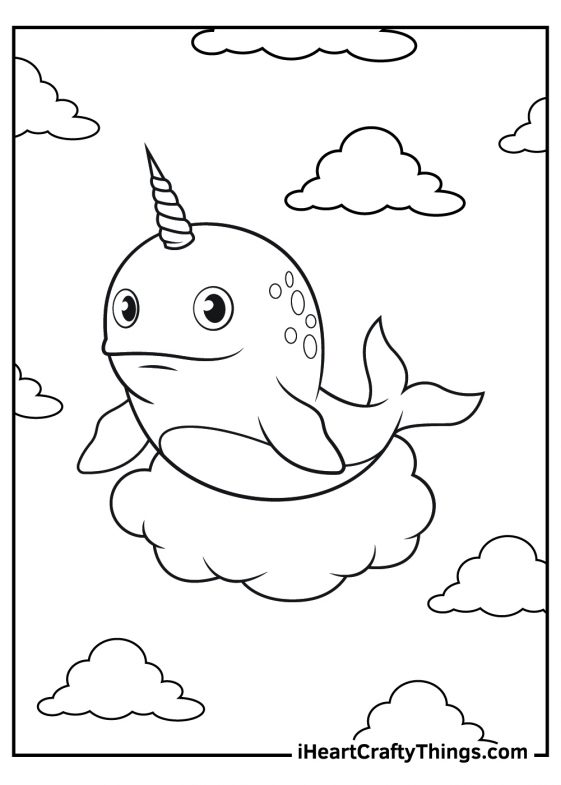 Cute Baby Narwhal Coloring Pages Sketch Coloring Page