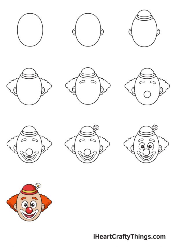 Clown Drawing - How To Draw A Clown Step By Step