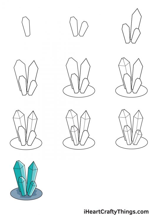 Crystals Drawing - How To Draw Crystals Step By Step
