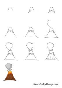 Volcano Drawing - How To Draw A Volcano Step By Step