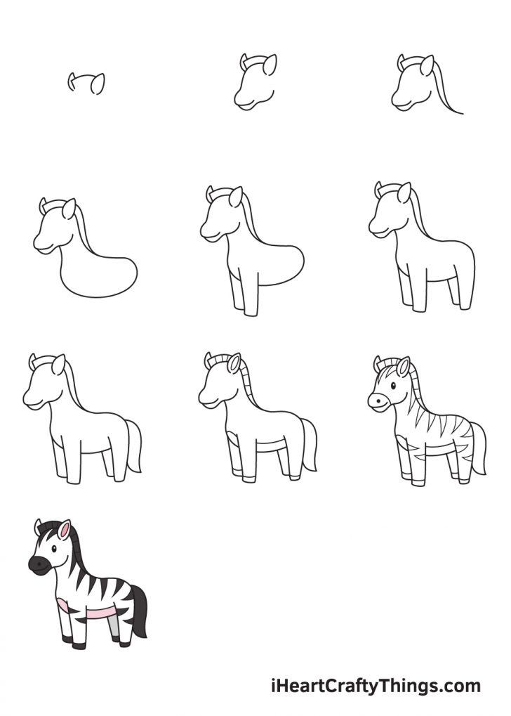 Zebra Drawing - How To Draw A Zebra Step By Step