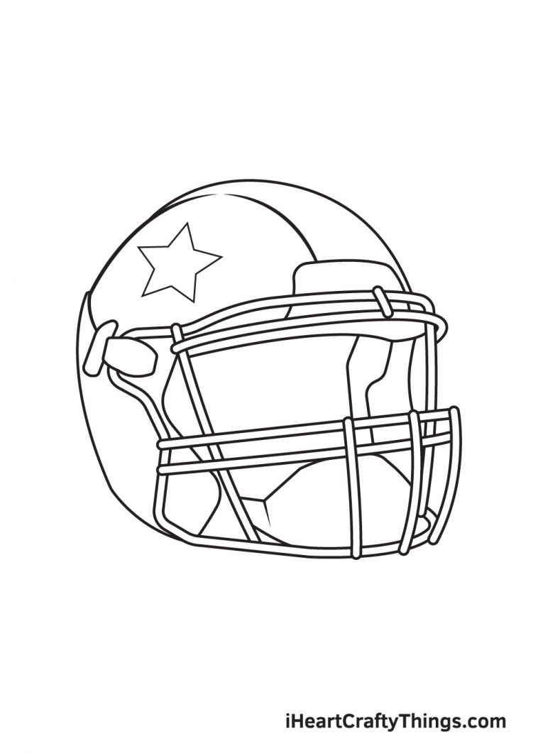 Football Helmet Drawing - How To Draw A Football Helmet Step By Step