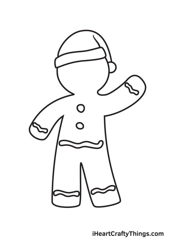 Gingerbread Man Drawing - How To Draw A Gingerbread Man Step By Step