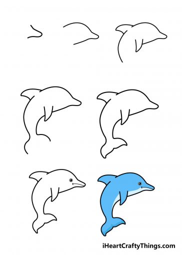 Easy Dolphin Drawing - How To Draw A Dolphin Step By Step!