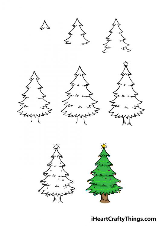 Christmas Tree Drawing How To Draw A Christmas Tree Step By Step 