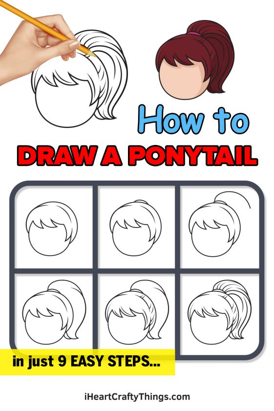 Ponytail Drawing - How To Draw A Ponytail Step By Step