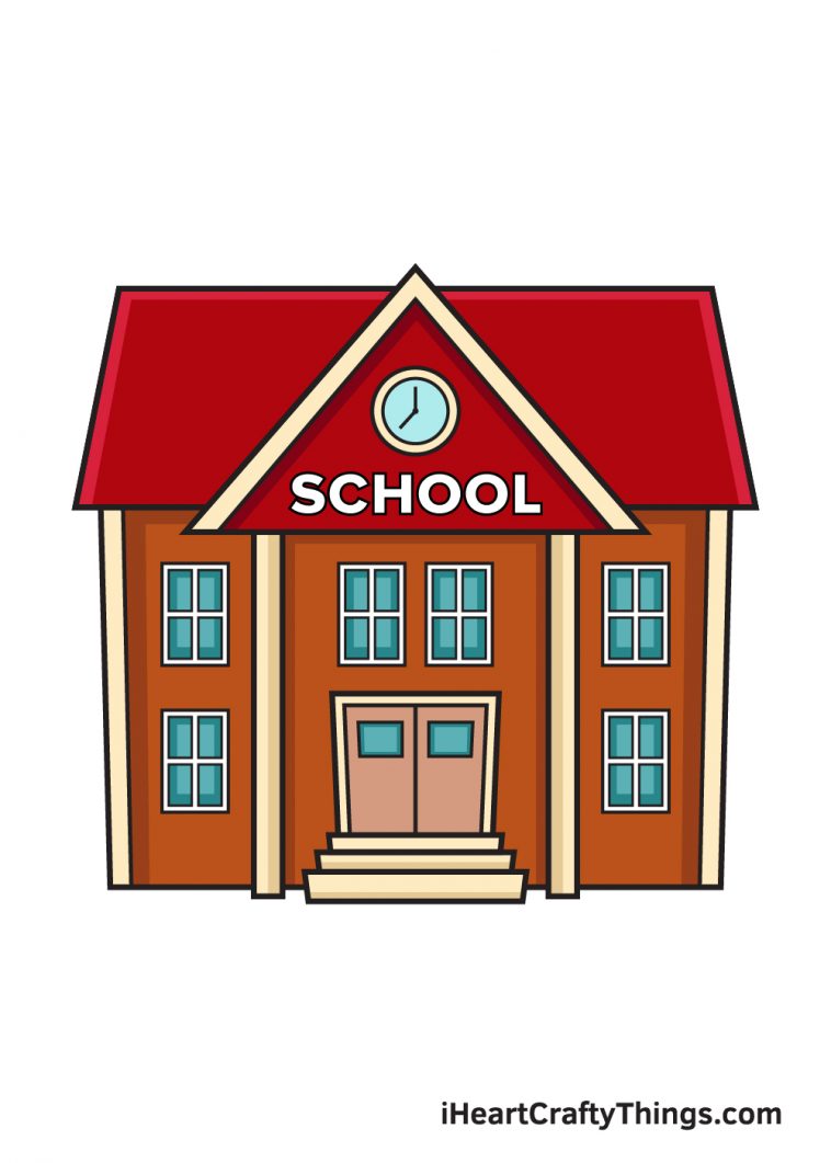 School Drawing - How To Draw A School Step By Step