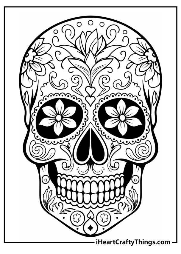 30 Sugar Skull Coloring Pages For Day Of The Dead