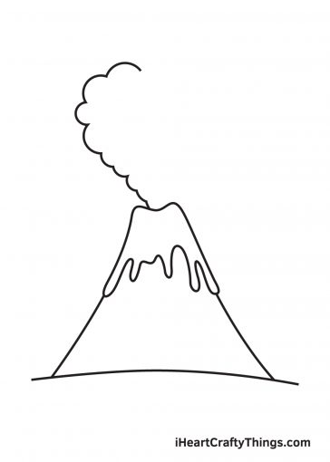 Volcano Drawing - How To Draw A Volcano Step By Step