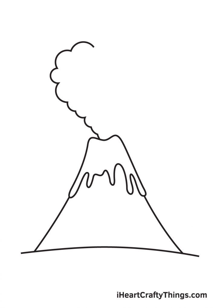 Volcano Drawing - How To Draw A Volcano Step By Step
