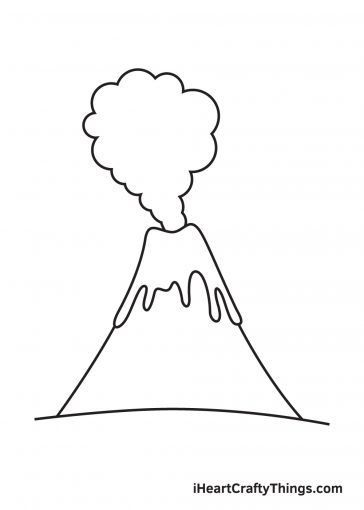Volcano Drawing - How To Draw A Volcano Step By Step
