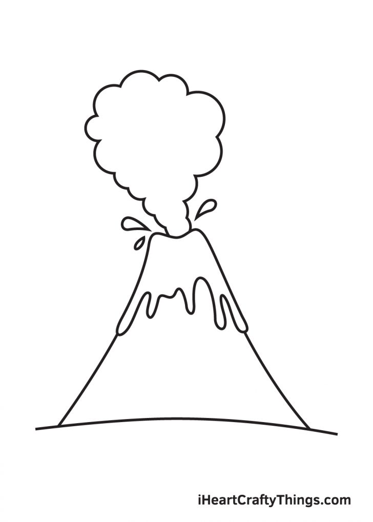 Volcano Drawing - How To Draw A Volcano Step By Step