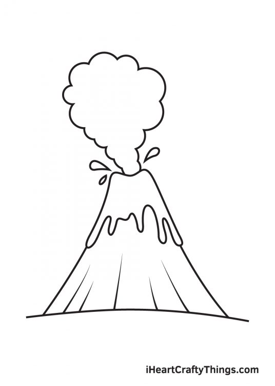 Volcano Drawing - How To Draw A Volcano Step By Step
