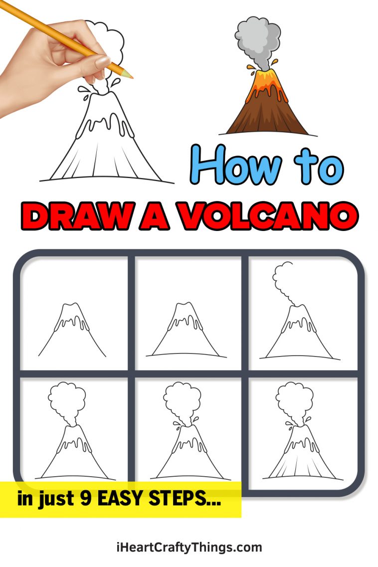 Volcano Drawing - How To Draw A Volcano Step By Step