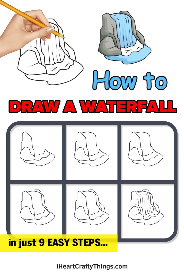 Waterfall Drawing - How To Draw A Waterfall Step By Step