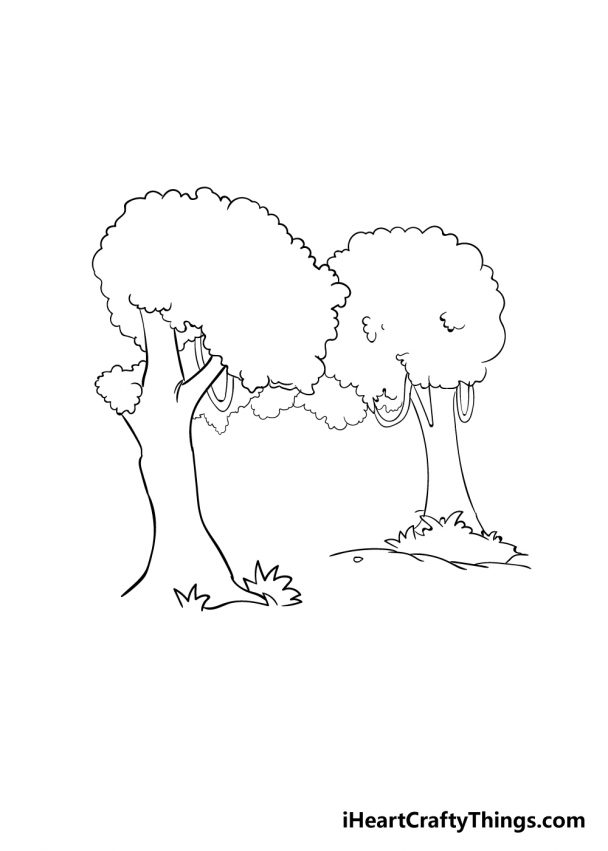 Forest Drawing - How To Draw A Forest Step By Step