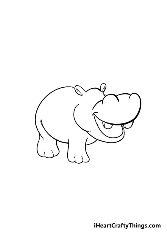 Hippo Drawing - How To Draw A Hippo Step By Step