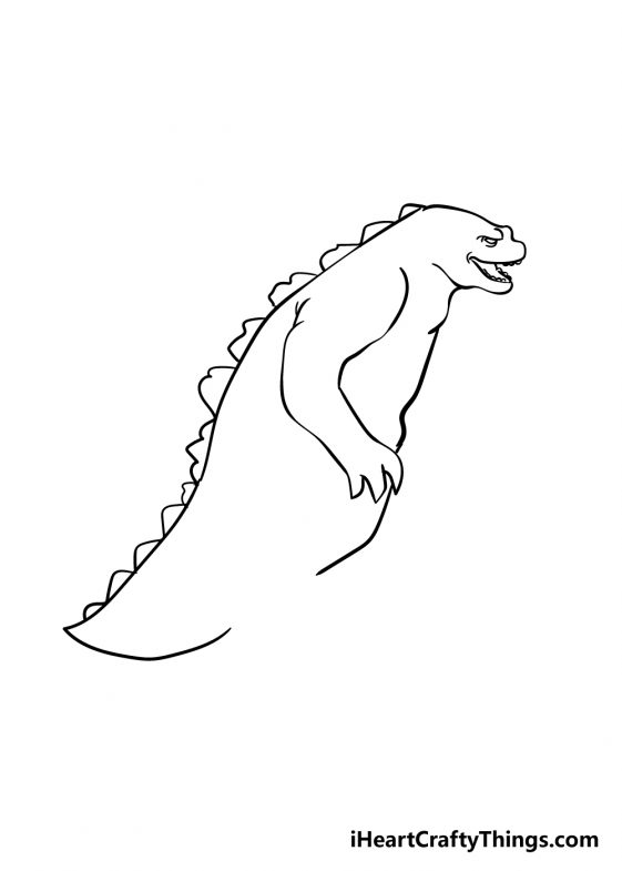 Easy Godzilla Drawing - How To Draw Godzilla Step By Step