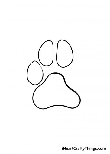 Dog Paw Drawing - How To Draw A Dog Paw Step By Step