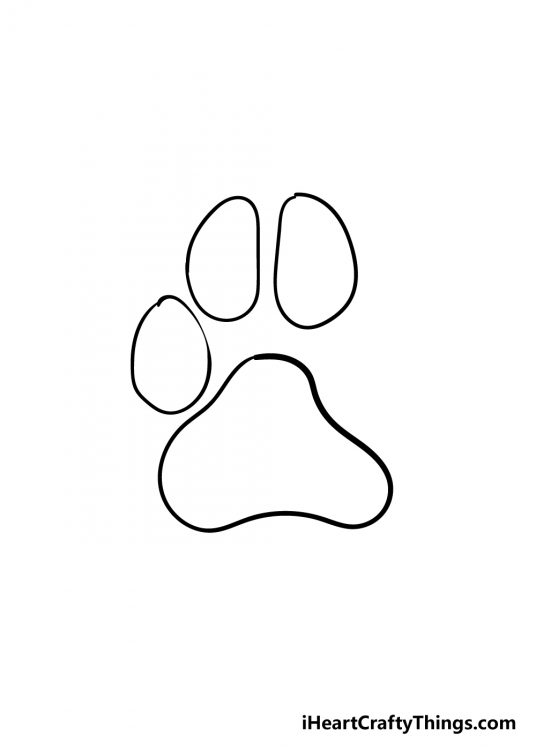 Dog Paw Drawing - How To Draw A Dog Paw Step By Step