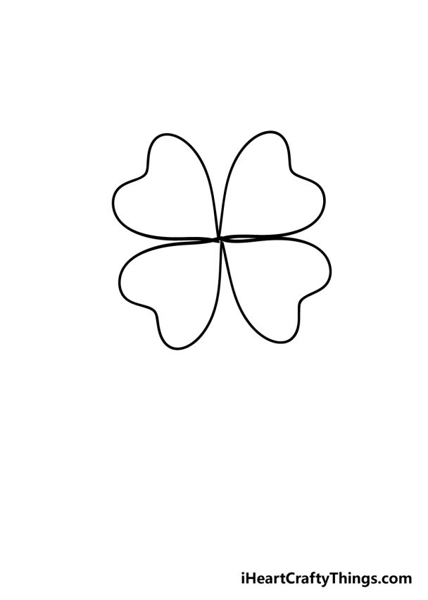 Four-Leaf Clover Drawing - How To Draw A Four-Leaf Clover Step By Step