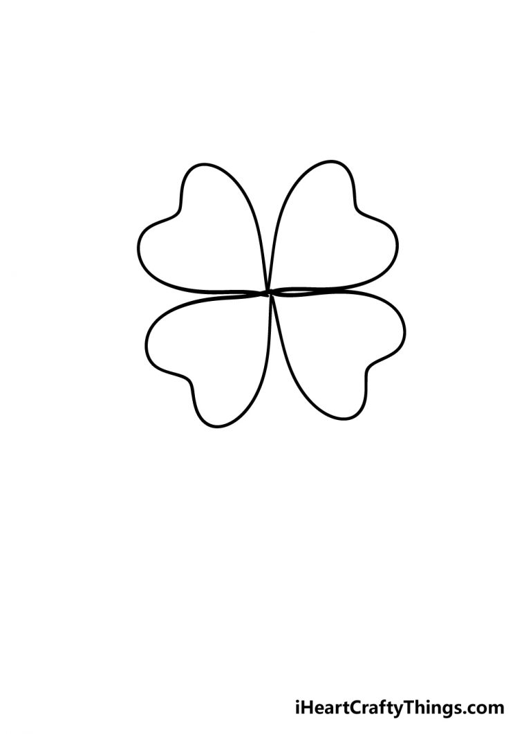 Four-Leaf Clover Drawing - How To Draw A Four-Leaf Clover Step By Step