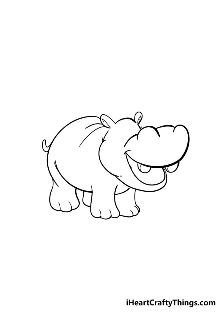 Hippo Drawing - How To Draw A Hippo Step By Step