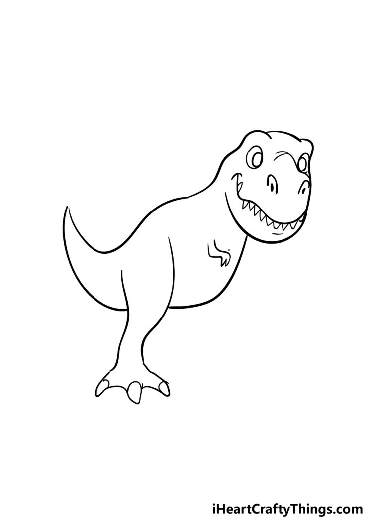 How To Draw T-Rex Step By Step - Easy T-Rex Drawing For Kids