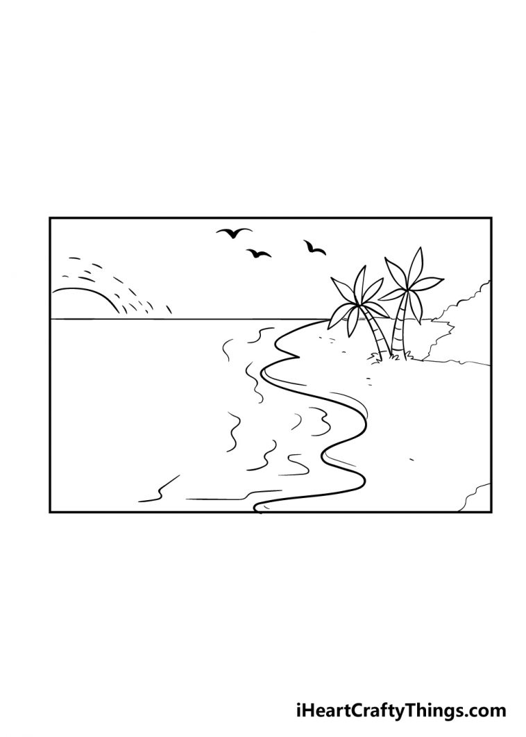Beach Drawing - How To Draw A Beach Step By Step