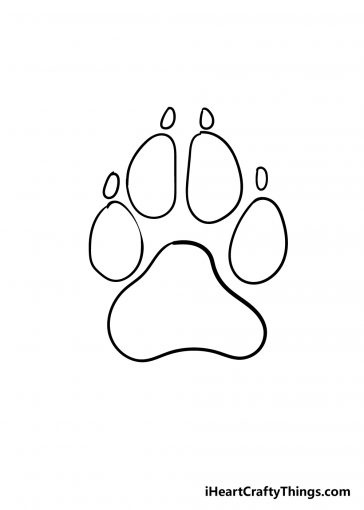 Dog Paw Drawing - How To Draw A Dog Paw Step By Step