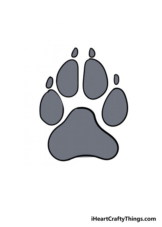 Dog Paw Drawing - How To Draw A Dog Paw Step By Step