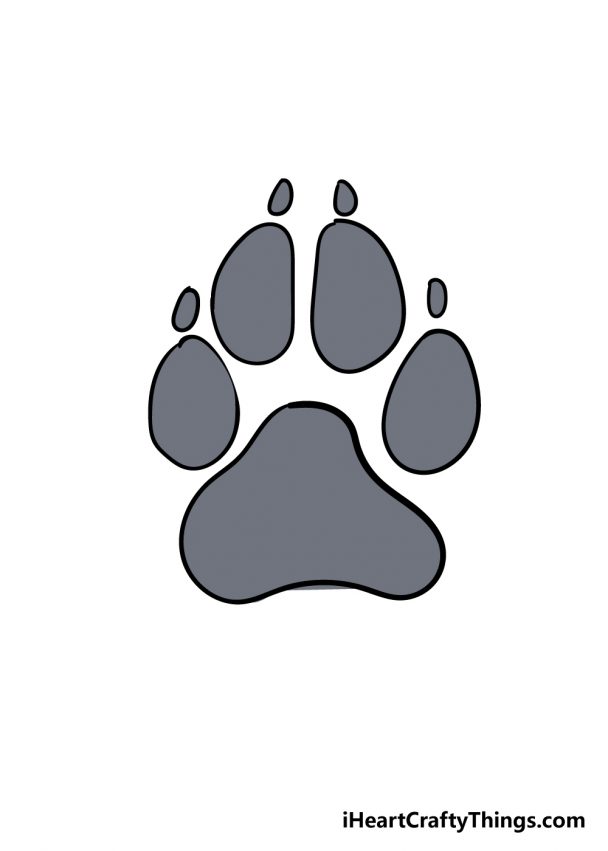 Dog Paw Drawing - How To Draw A Dog Paw Step By Step