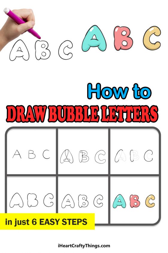 Bubble Letters Drawing-How To Draw Bubble Letters Step By Step | Rocket ...