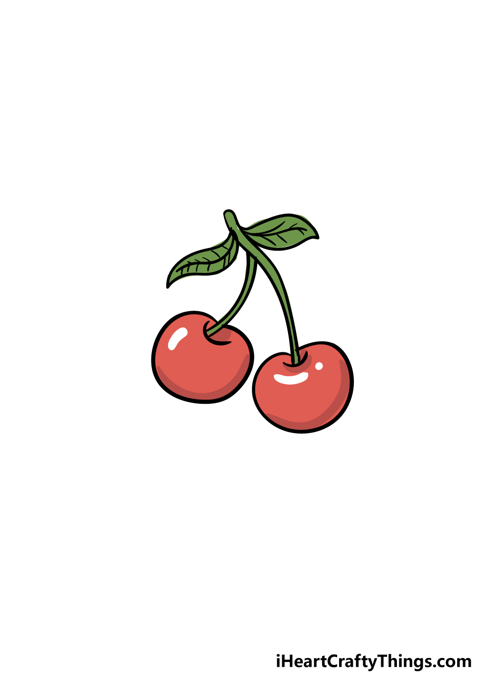 Cherry Drawing - How To Draw A Cherry Step By Step