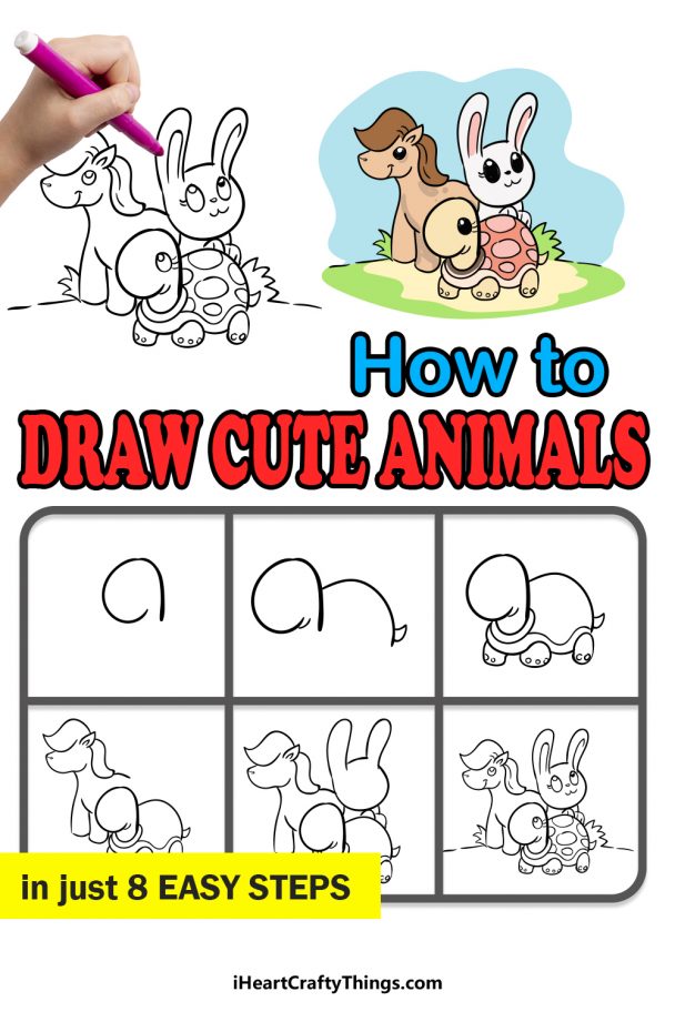 Cute Animals Drawing - How To Draw Cute Animals Step By Step