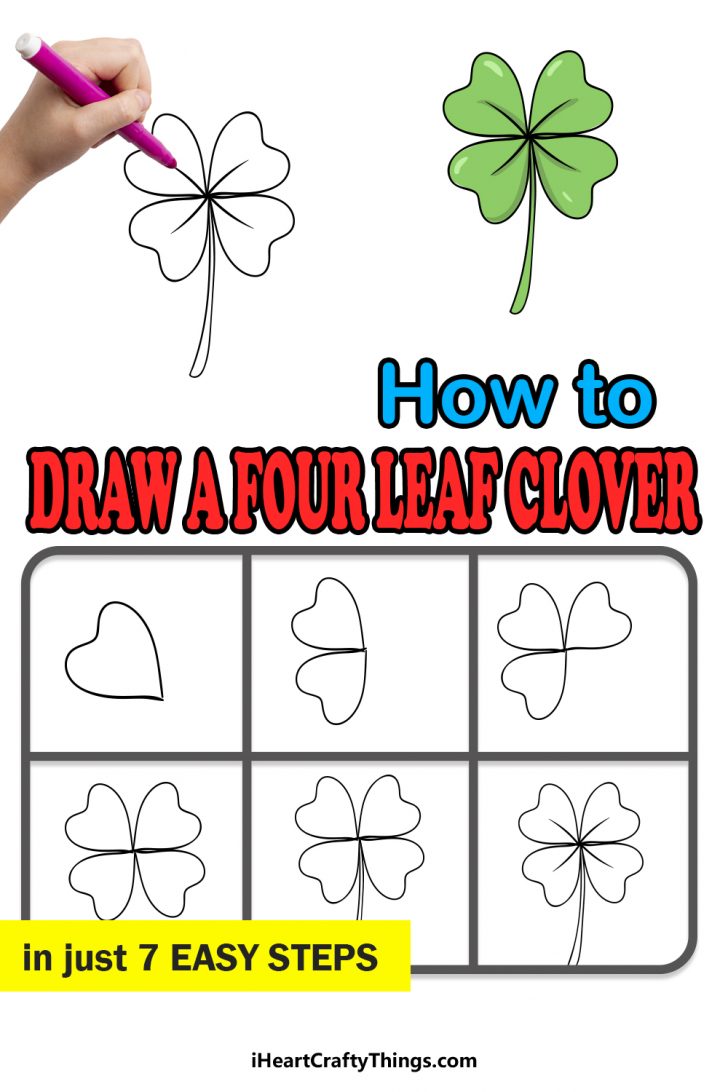 Four-Leaf Clover Drawing - How To Draw A Four-Leaf Clover Step By Step