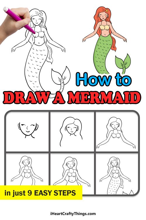 Mermaid Drawing - How To Draw A Mermaid Step By Step